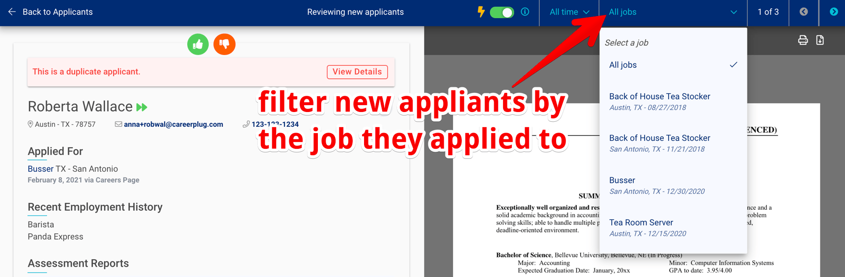 Managing your applicants