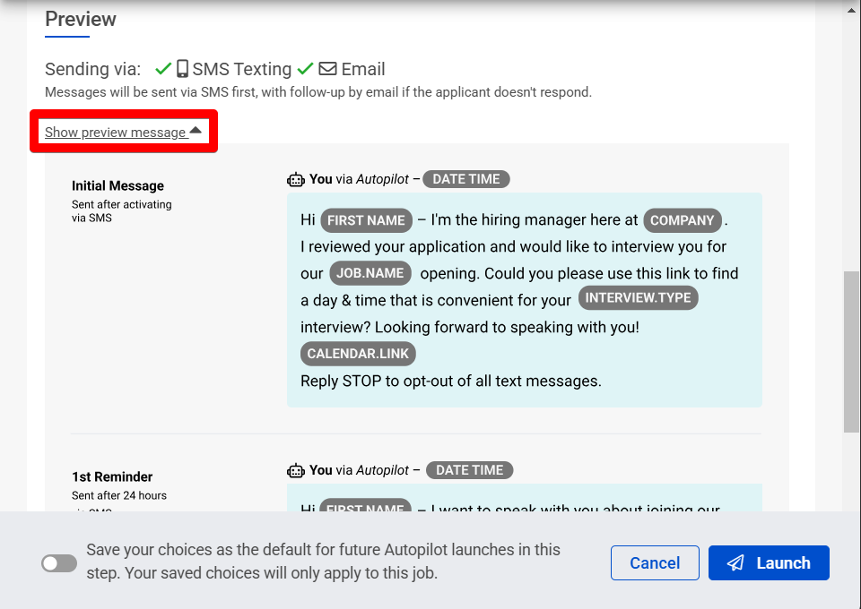 Scheduling interviews using Autopilot