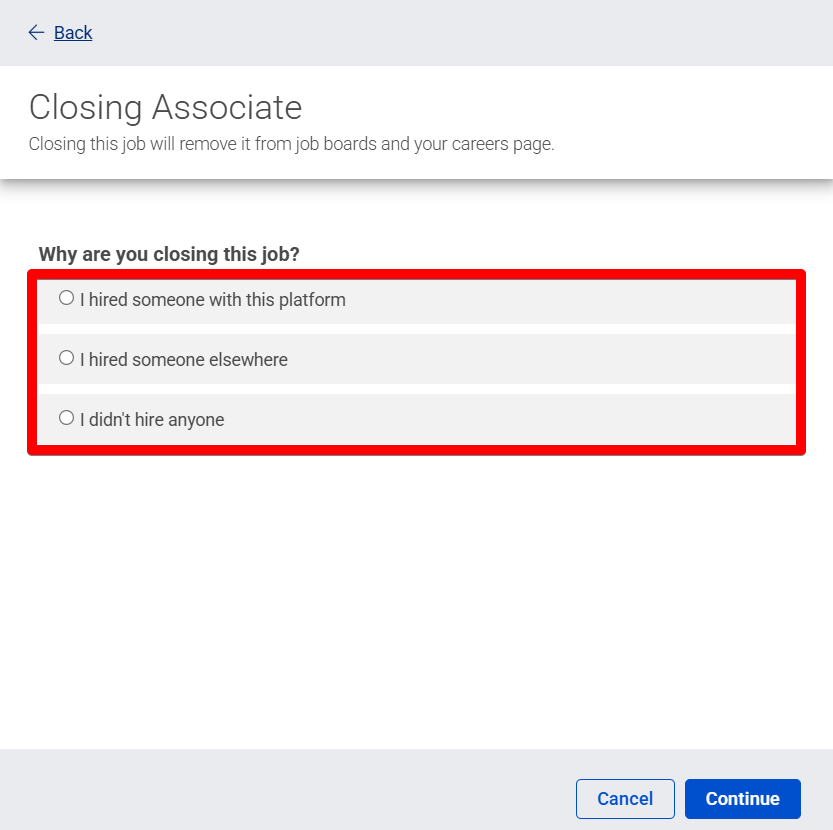 Removing or closing a job posting