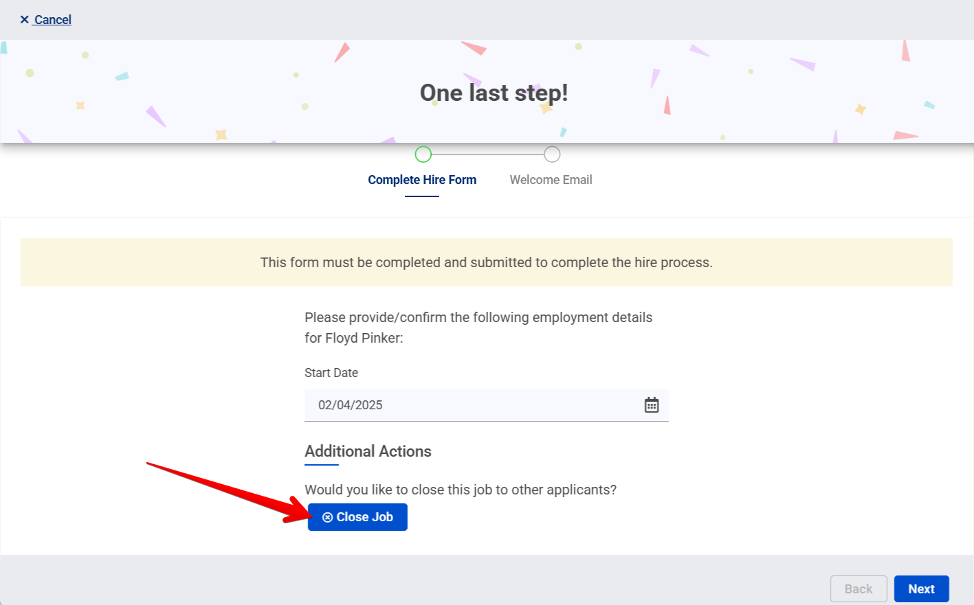 Removing or closing a job posting