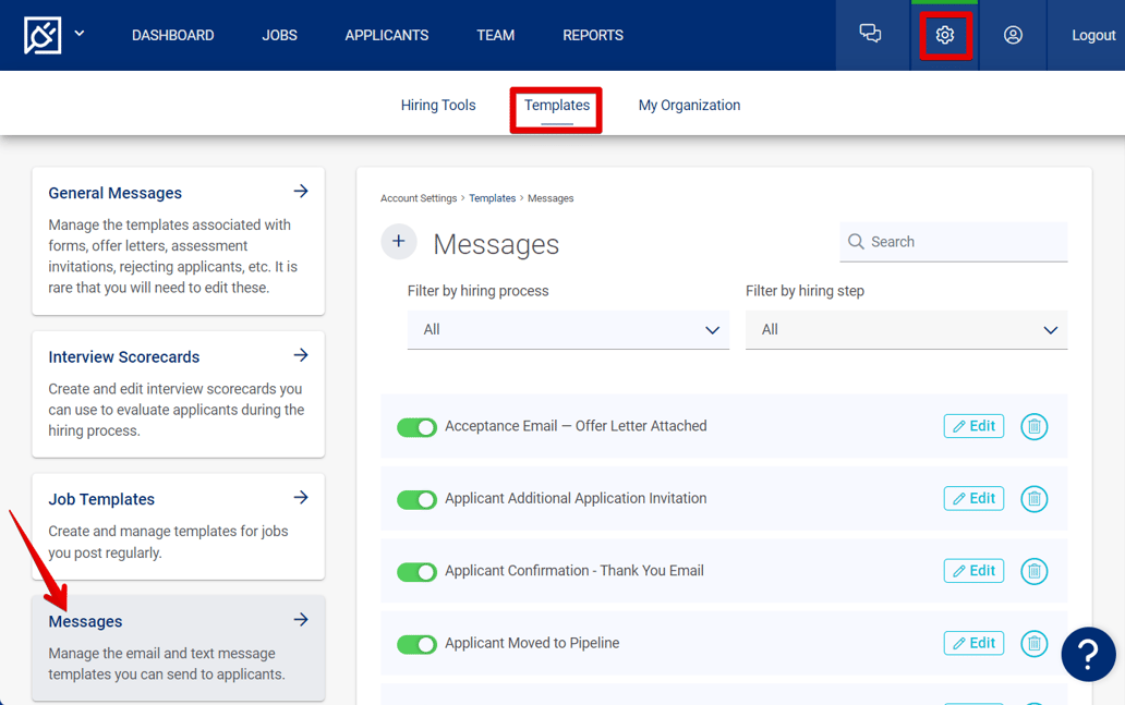 Using text message templates