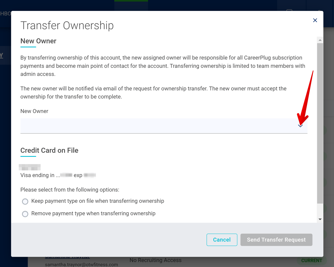 Transferring account ownership