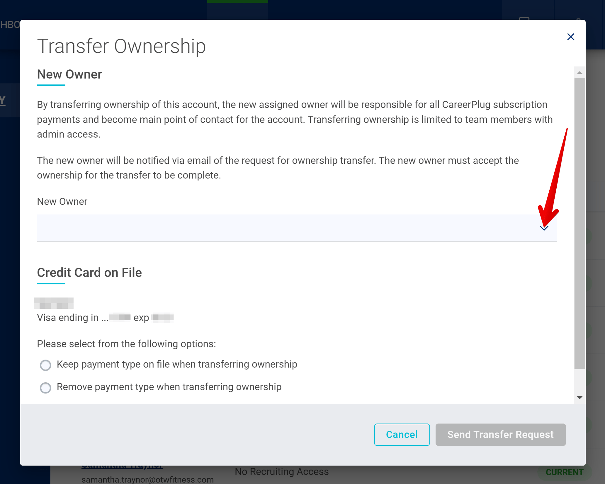 Transferring account ownership