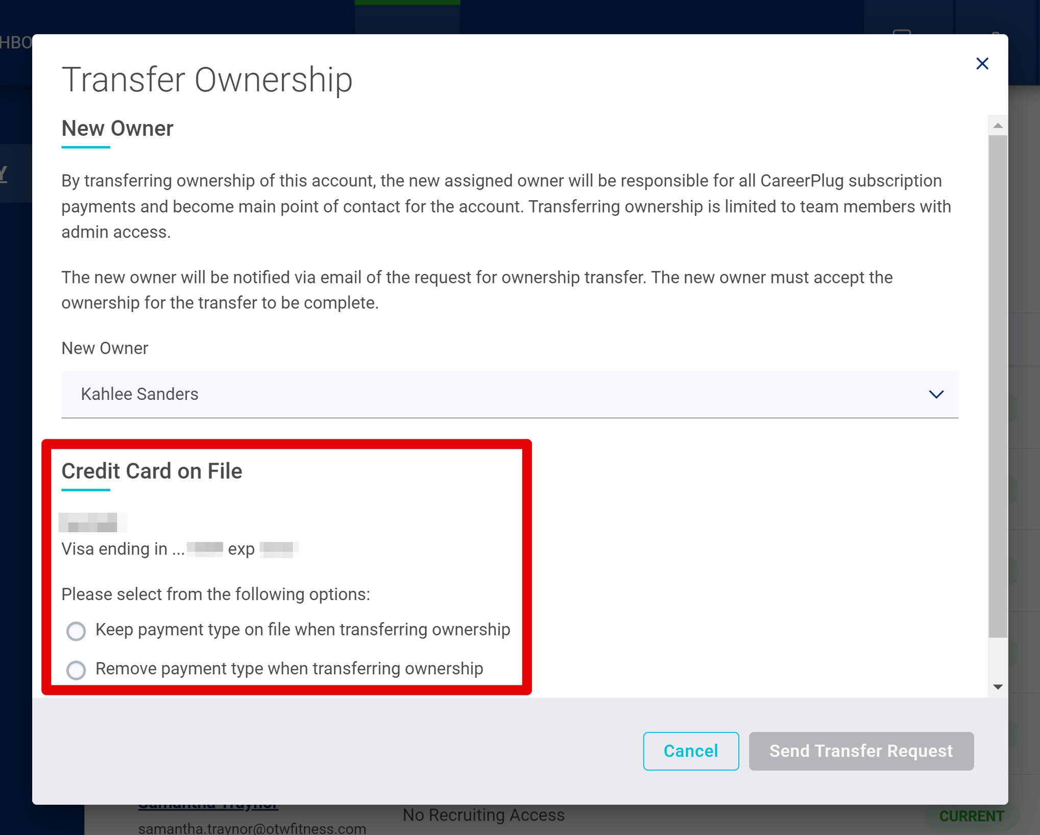 Transferring account ownership