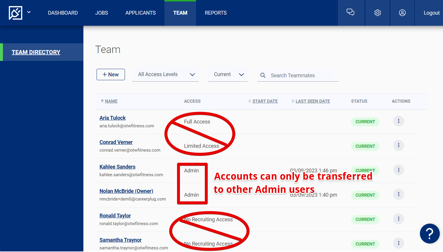 Transferring account ownership