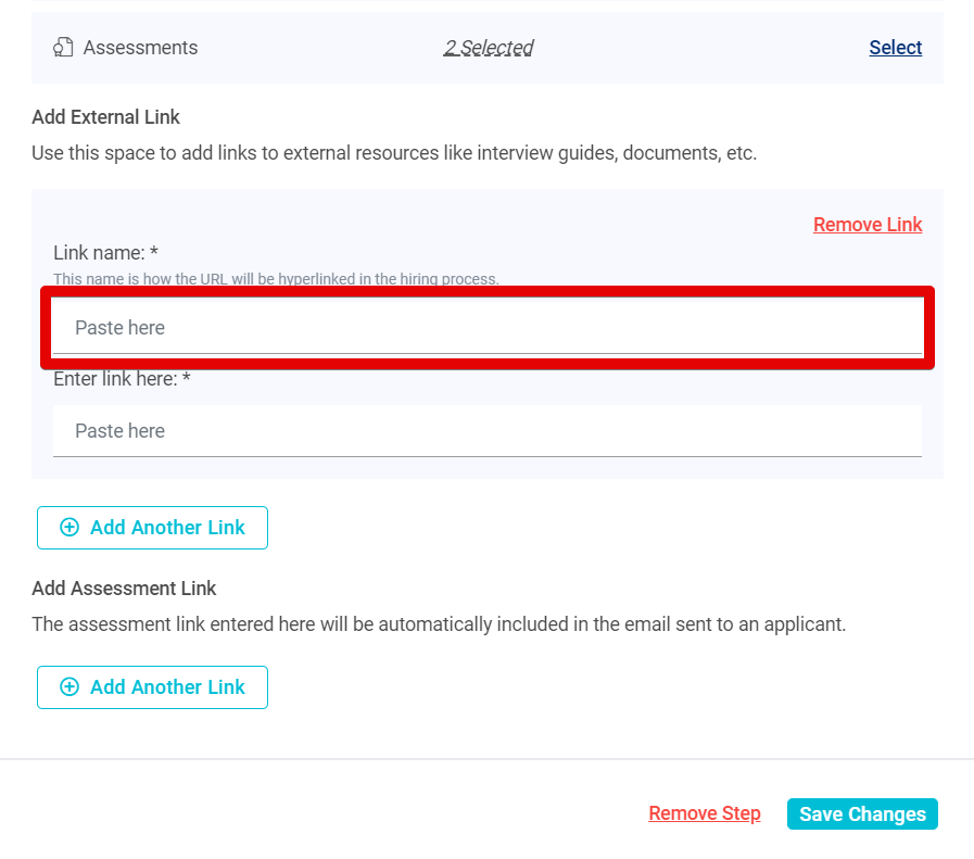Adding external assessments to CareerPlug
