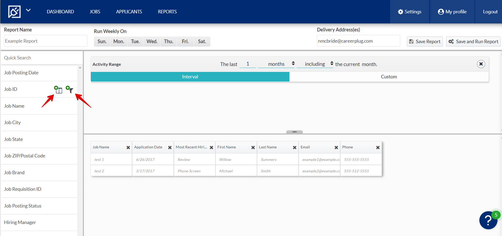 Configuring and running custom Excel reports