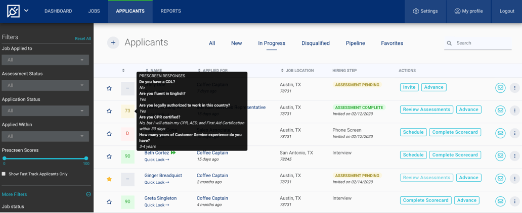 Using prescreen questions