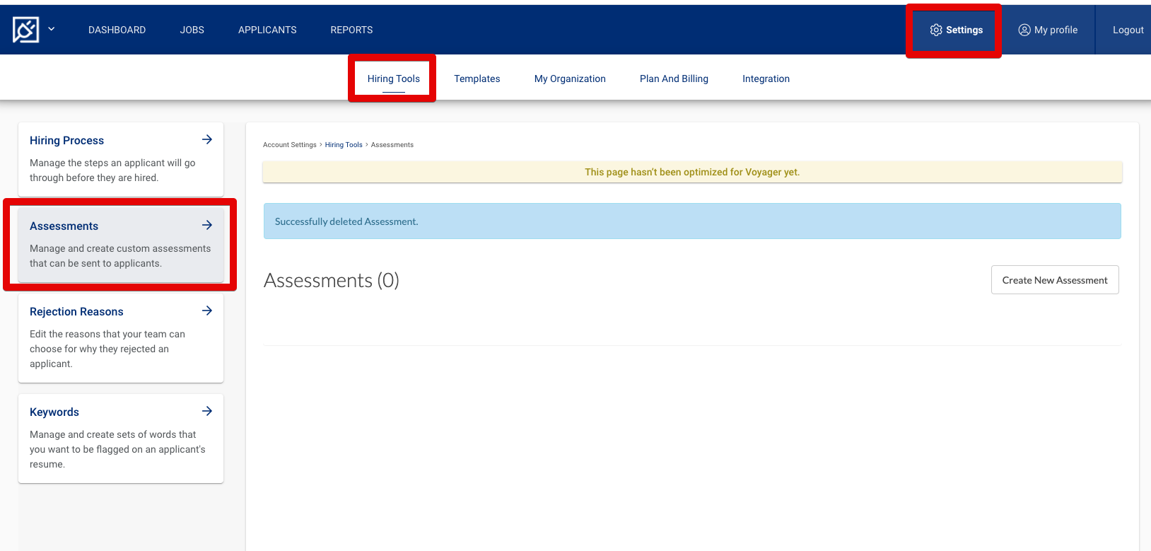 Creating and using custom assessments