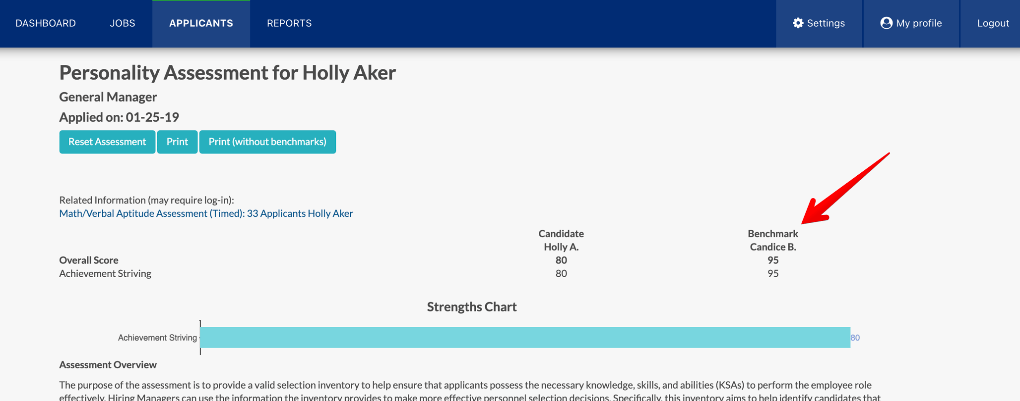 Setting benchmarks for assessments