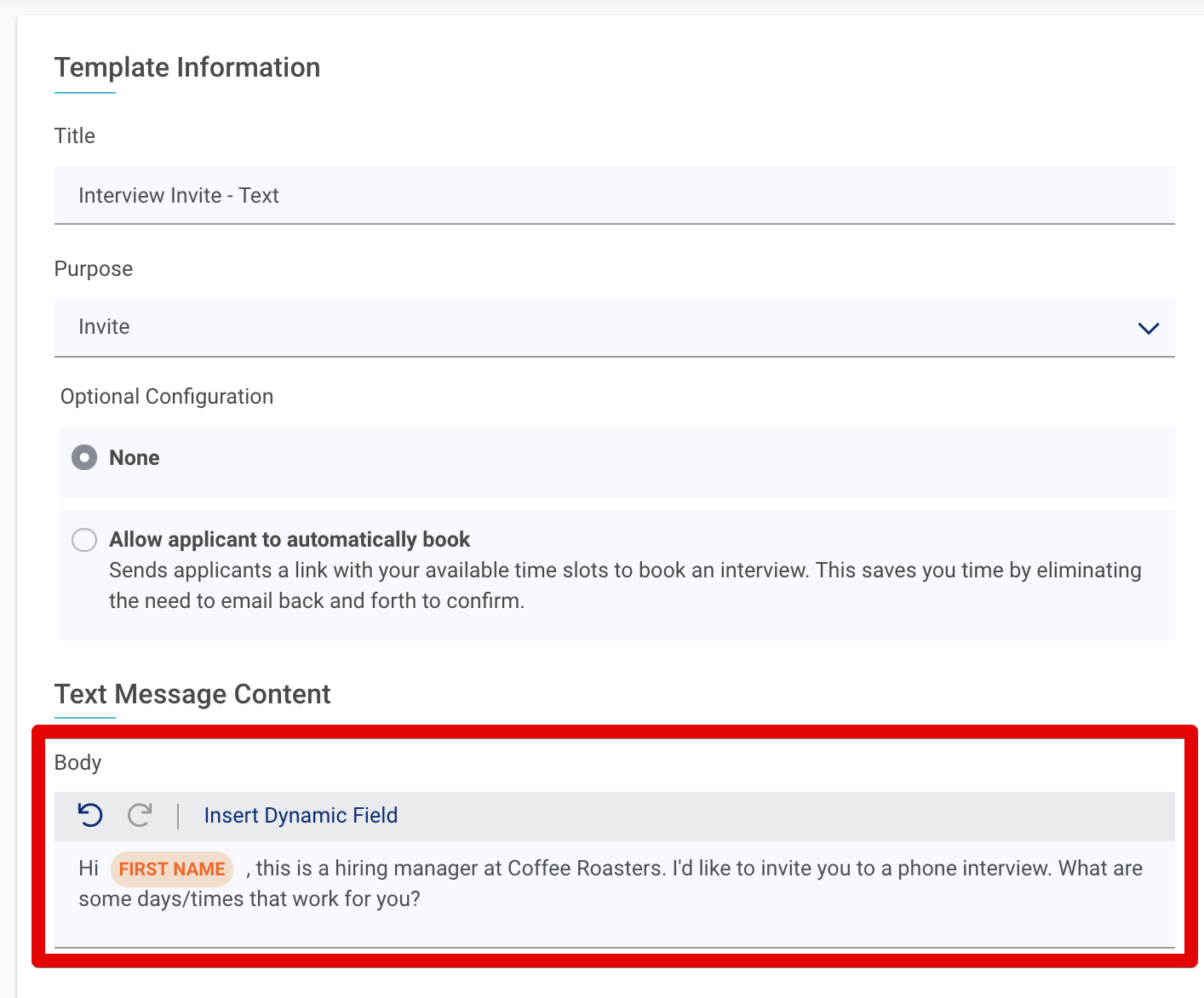 Using text message templates