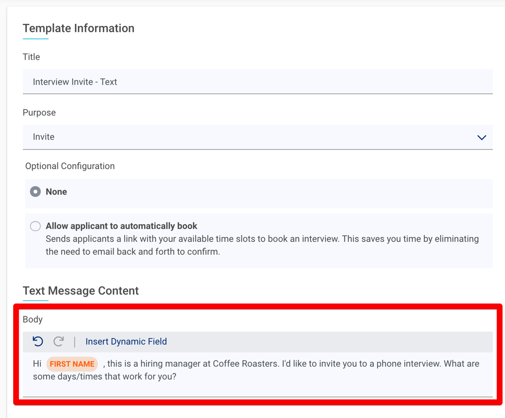 Using text message templates