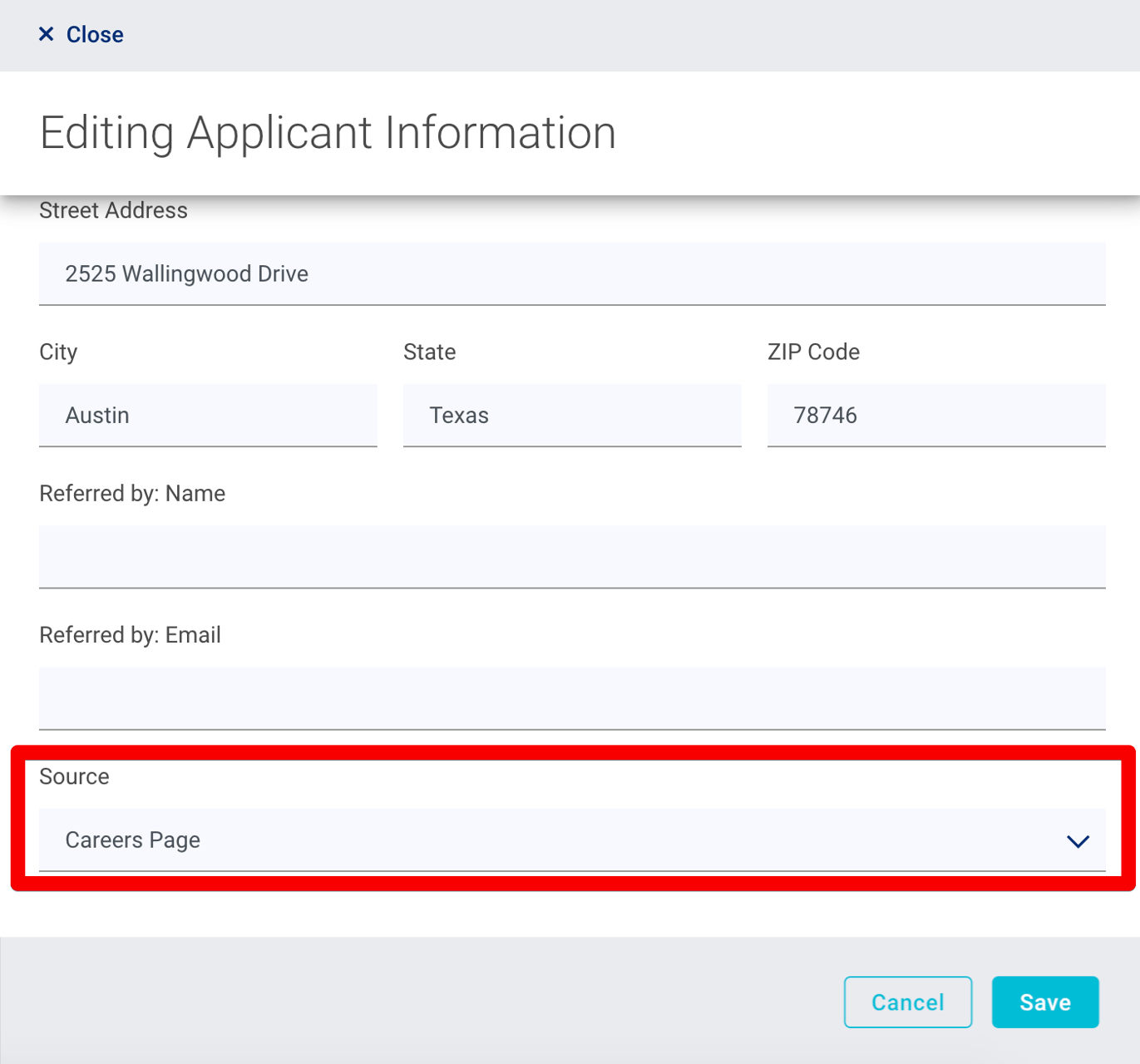 Changing the source from which an applicant applied