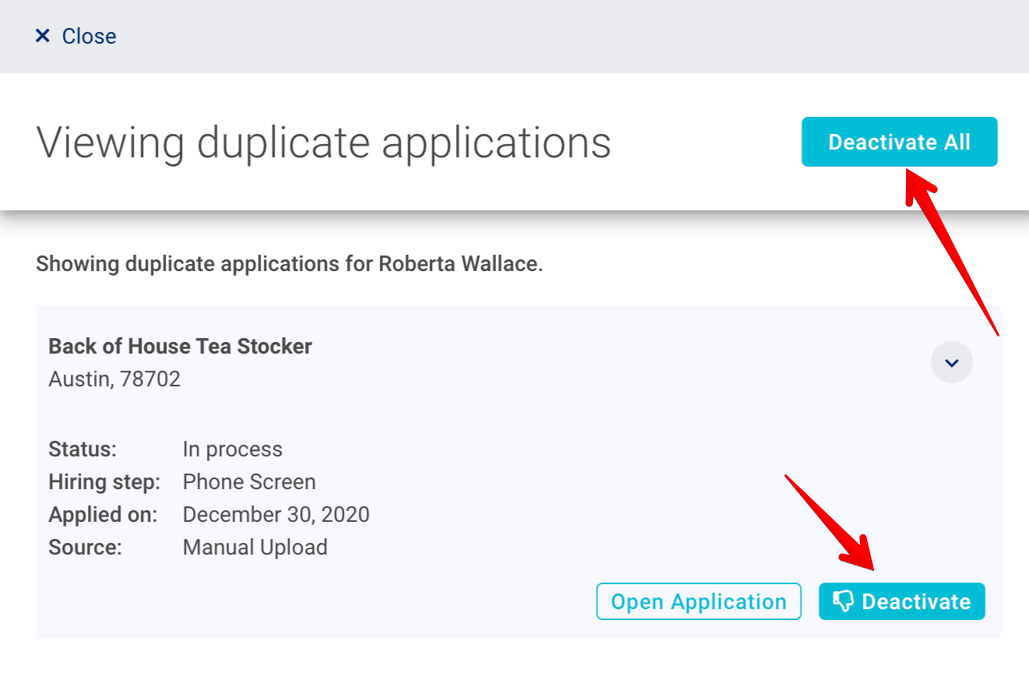 Managing duplicate applications