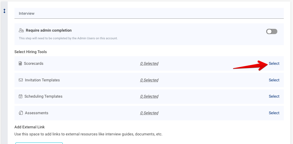 Configuring interview scorecards