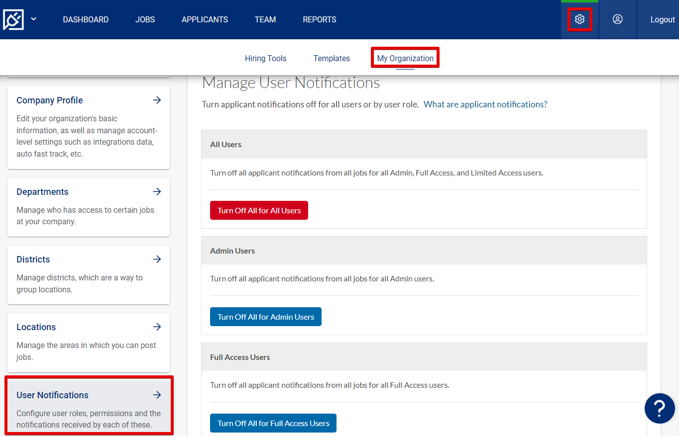 How to turn off email notifications
